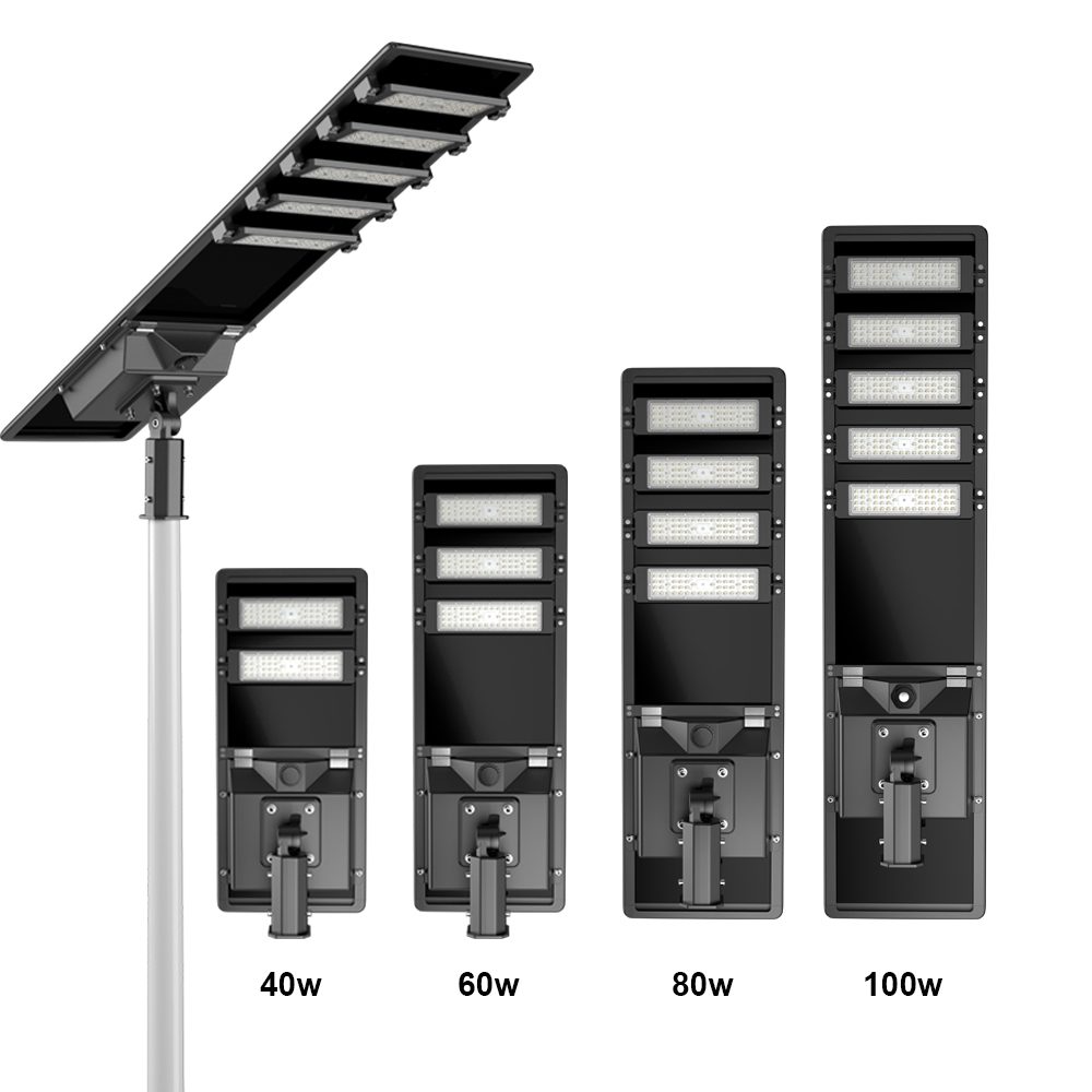 40w 60w 80w 100w Black adjustable modular solar street light - UNIKE